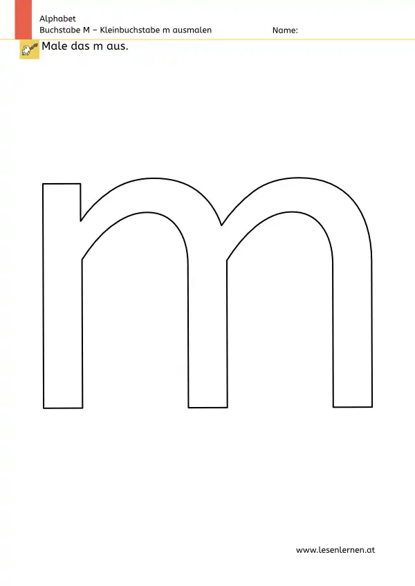 Buchstabe M – Kleinbuchstabe ausmalen | Arbeitsblatt | - lesenlernen